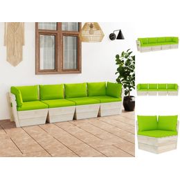 vidaXL Garten-Essgruppe Garten-Palettensofa 4-Sitzer mit Kissen Fichtenholz Sitzgruppe