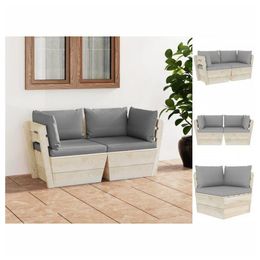 vidaXL Garten-Essgruppe Garten-Palettensofa 2-Sitzer mit Kissen Fichtenholz Sitzgruppe