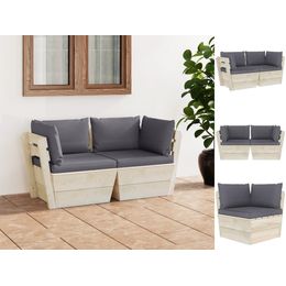 vidaXL Garten-Essgruppe Garten-Palettensofa 2-Sitzer mit Kissen Fichtenholz Sitzgruppe