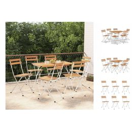 vidaXL Garten-Essgruppe 7-tlg Bistro-Set Klappbar Massivholz Akazie und Stahl