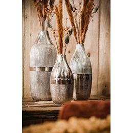 MichaelNoll Dekovase Vase 3er Set Blumenvase Gefäß Pokalvase Dekovase Aluminium Metall Silber