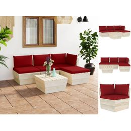 vidaXL Garten-Essgruppe 5-tlg Garten-Sofagarnitur aus Paletten mit Kissen Fichtenholz Sitzgrup
