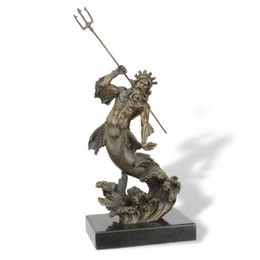 aubaho Skulptur Bronzefigur Poseidon Gott des Meeres Mythologie Bronze Skulptur Antik-