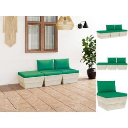 vidaXL Garten-Essgruppe 3-tlg Garten-Sofagarnitur aus Paletten mit Kissen Fichtenholz Sitzgrup
