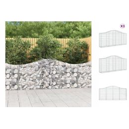 vidaXL Seitenmarkise Gabionen mit Hochbogen 3 Stk 200x30x80100 cm Verzinktes Eisen Sichtsch