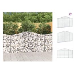 vidaXL Seitenmarkise Gabionen mit Hochbogen 7 Stk 200x30x100120cm Verzinktes Eisen Sichtsch