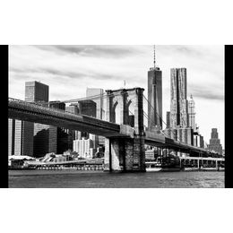 papermoon Fototapete "Brooklyn Bridge Schwarz & Weiß" Tapeten Gr. B/L: 5,00 m x 2,80 m, Bahnen: 10 St., schwarz (schwarz, weiß) Fototapeten