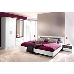 Schlafzimmer-Set Rauch "Burano" Schlafzimmermöbel-Sets Gr. mit 6-trg. Schrank, schwarz-weiß (weiß, graumetallic) Komplett Schlafzimmer