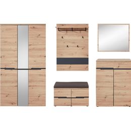 Garderoben-Set Innostyle "MEMPHIS" Kastenmöbel-Sets Gr. B/H/T: 295 cm x 192 cm x 38 cm, Set, Garderoben-Set-bestehend aus:-1 x Garerobenschrank-1 x Schuhschrank-1 x Garderobenpaneel-1 x Garderobenspiegel-1 x Garderobenbank, braun (artisan eiche) Garderoben-Sets Bestseller