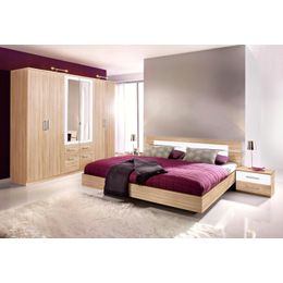 Schlafzimmer-Set Rauch "Burano" Schlafzimmermöbel-Sets Gr. mit 6-trg. Schrank, braun (struktureichefarben hell, weiß) Komplett Schlafzimmer