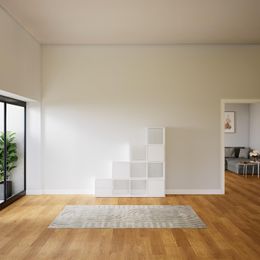 MYCS Aktenregal Weiß - Büroregal: Schubladen in Weiß & Türen in Weiß - Hochwertige Materialien - 156 x 156 x 34 cm, konfigurierbar