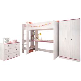 Jugendzimmer-Set Parisot "Smoozy" Schlafzimmermöbel-Sets weiß (weiß mit kieferstruktur) Baby Komplett-Kinderzimmer