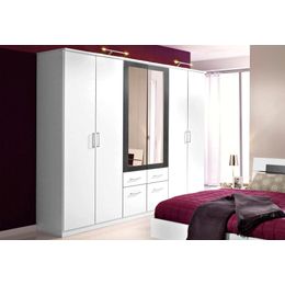 Kleiderschrank Rauch "Burano" Schränke Gr. B/H/T: 271 cm x 212 cm x 56 cm, 6 St., schwarz-weiß (weiß, graumetallic) Drehtürenschrank Drehtürenschränke Schränke