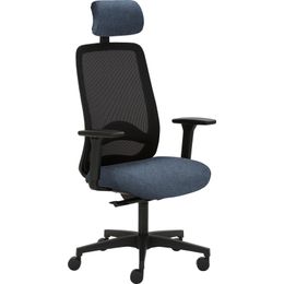 mayer Sitzmöbel Bürostuhl MAYER SITZMÖBEL "myTRITON" Stühle Gr. B: 70 cm, 1 St., Flachgewebe meliert, 3D-Armlehnen-Kopfstütze gepolstert + Kunststoff, blau (jeansblau, schwarz) Drehstühle