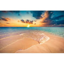 papermoon Fototapete "Tropischer Strand Malediven" Tapeten Gr. B/L: 5 m x 2,8 m, Bahnen: 10 St., bunt (mehrfarbig) Fototapeten