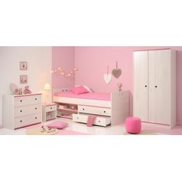 Jugendzimmer-Set Parisot "Smoozy" Schlafzimmermöbel-Sets weiß (weiß mit kieferstruktur) Baby Komplett-Kinderzimmer