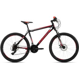 KS-Cycling Mountainbike KS CYCLING "Sharp" Fahrräder Gr. 46 cm, 26 Zoll (66,04 cm), schwarz (schwarz, rot) Hardtail