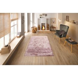 Hochflor-Teppich Home Affaire "Valeria Fellteppich kuschelig" Teppiche Gr. B/L: 80 cm x 150 cm, 60 mm, 1 St., lila (mauve) Esszimmerteppiche