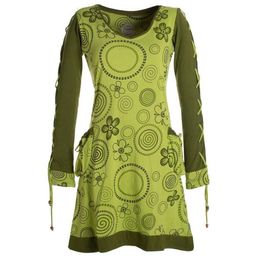 Vishes Jerseykleid Langarm Shirt Blümchenkleid Bedruckt 70er 80er Hippie Style