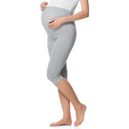 Be Mammy Umstandsleggings 3/4 Umstandhose aus Baumwolle BE20-229 (1-tlg) elastischer Bund