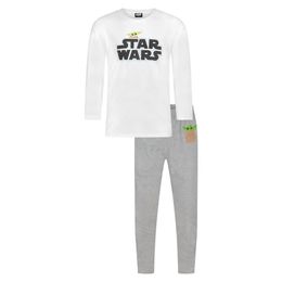 Star Wars Schlafanzug Star Wars Yoda Herren Schlafanzug Lang Pyjama-Set (2 tlg)