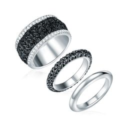 Lulu & Jane Lulu & Jane Fingerring 3er Set Ringe verziert mit Kristallen von Swarovski® weiß