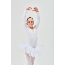 tanzmuster Tüllkleid Ballett Tutu Romy mit Glitzersteinen Langarm Ballettkleid aus weicher Baumwolle mit Tüllrock für Mädchen