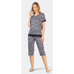 Hajo Schlafanzug Damen Schlafanzug mit Capri Hose (2 tlg) Modisches Design