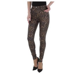 Ital-Design Röhrenhose Damen Freizeit Animal Print Stretch Skinny-Hose in Leo