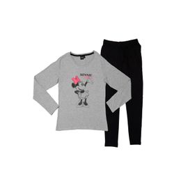 United Labels® Schlafanzug Disney Minnie Mouse Schlafanzug für Damen Grau/Schwarz