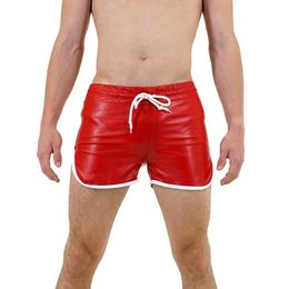 BOCKLE Lederhose Bockle® Quick Pants Faux RED Sexy rote kurze Kunslederhose Kurte Leder Shorts CSD Gay