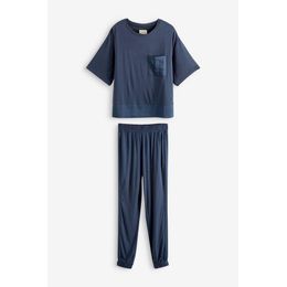 next Pyjama Pyjama mit Satinbesatz (2 tlg)