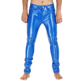 BOCKLE Lederhose Bockle® Faux BLUE Leather Stretch Kunst Lederhose blau Lederjeans