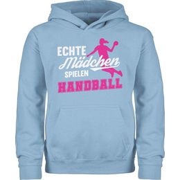Shirtracer Hoodie Echte Mädchen spielen Handball weiß / fuchsia Kinder Sport Kleidung