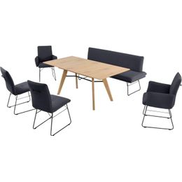 K+w Komfort & Wohnen K+W Komfort & Wohnen Essgruppe Giacomo IV, (6-tlg), Polsterbank in 2 Größen, 2 Kufenstühle, 2 Armlehnenstühle und 1 Tisch, blau
