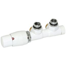 XIMAX Heizkörperthermostat Mittenanschlussgarnitur, Twins Eck, Eck-Ausführung, 15 mm, Weiß, weiß