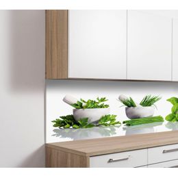 Express Küchen Express Küchen Küchenrückwand Kräuter, (1-tlg), grün|weiß