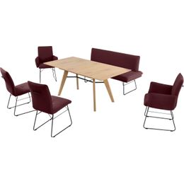 K+w Komfort & Wohnen K+W Komfort & Wohnen Essgruppe Giacomo IV, (6-tlg), Polsterbank in 2 Größen, 2 Kufenstühle, 2 Armlehnenstühle und 1 Tisch, rot