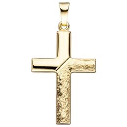 Jobo Kreuzanhänger Anhänger Kreuz, 585 Gold, gelb|goldfarben