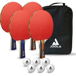 Joola Tischtennisschläger TT-Set Family Advanced (Set, mit Schlägerhülle, mit Bällen), blau|orange|rot|schwarz
