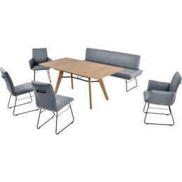 K+w Komfort & Wohnen K+W Komfort & Wohnen Essgruppe Giacomo IV, (6-tlg), Polsterbank in 2 Größen, 2 Kufenstühle, 2 Armlehnenstühle und 1 Tisch, blau