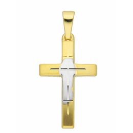 Adelia´s Adelia´s Kettenanhänger 585 Gold Kreuz Anhänger, Goldschmuck für Damen & Herren, goldfarben