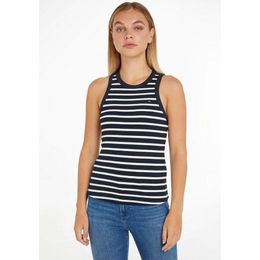 Tommy Hilfiger Ripptanktop SLIM 5X2 RIB TANK TOP NS trägerloses elastisches Ripptop, Rundhals, Stapelpiece, schwer, blau