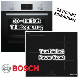 Herdset Bosch Einbau-Backofen mit Induktionskochfeld Ausschaltautomatik - autark, 60 cm