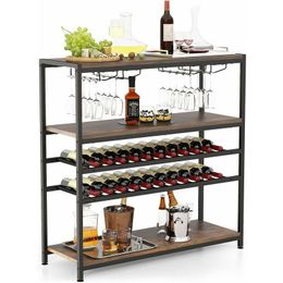 Costway 5-stufiger Weinregal, freistehender Barschrank mit 2 Flaschenregalen & Glashaltern, geräumiger Oberseite & offenen Regalen, Weinschrank für