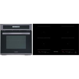 Backofen Herd Kochfeld Herdset Induktion Black Steel 2 Flexzonen Slider respekta