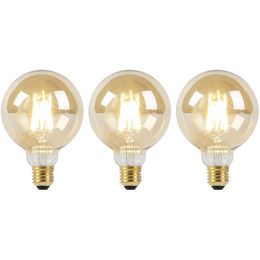 LUEDD - Set mit 3 E27-LED-Lampen, dimmbar bis warm, G95, Gold, 8 w, 806 lm, 2000–2700 k - Gold