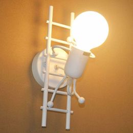 Delaveek - Wandleuchte Kind Kreative Eisen-Figurine Wandlampe E27 Basis Für Schlafzimmer, Wohnzimmer, Flur, Diele Weiß