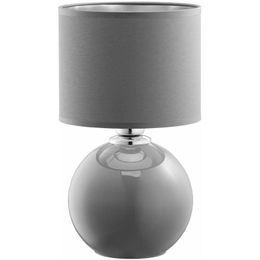 Licht-Erlebnisse Tischleuchte Nachttischlampe Grau E27 36 cm Stoff Glas Modern Wohnzimmer Schlafzimmer - Grau, Graphit
