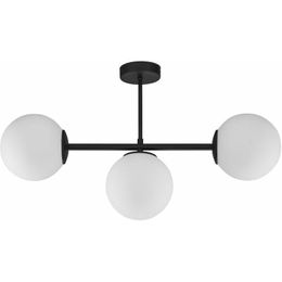 Licht-Erlebnisse - Deckenlampe 3-flammig b: 67 cm E27 Glas Metall Modern Schwarz Weiß Deckenleuchte Wohnzimmer - Schwarz, Weiß